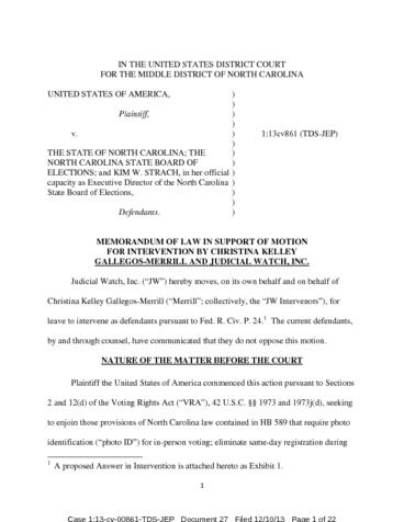 Memorandum of Law in Support if Motion For Intervention By Christina ...