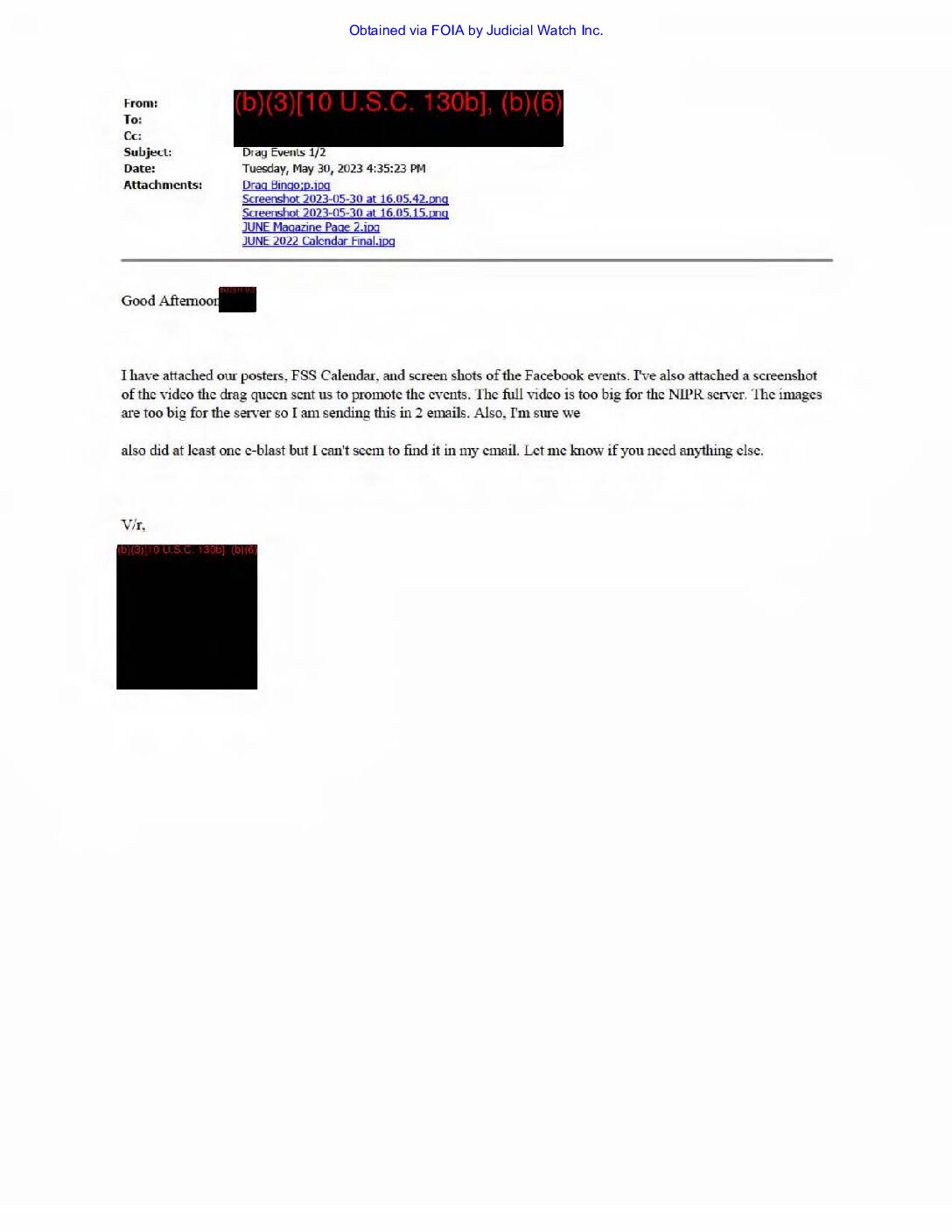 DOD Drag Shows May 2024 pgs 25-26 | Judicial Watch