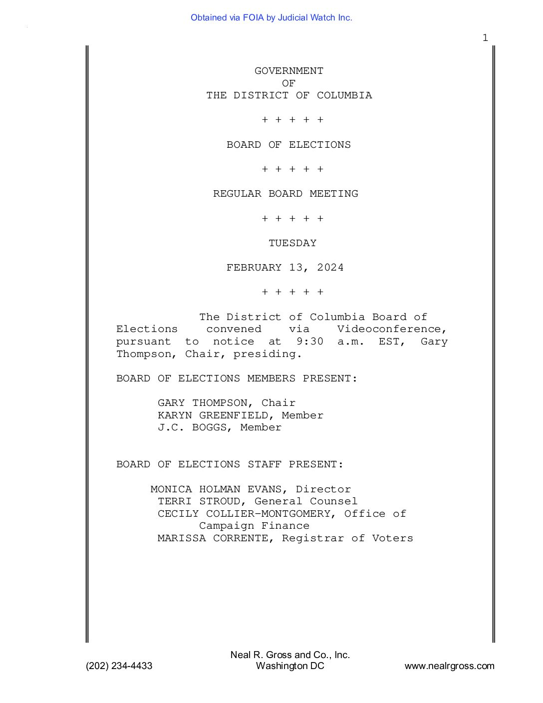 DC Board of Elections 2024 | Judicial Watch