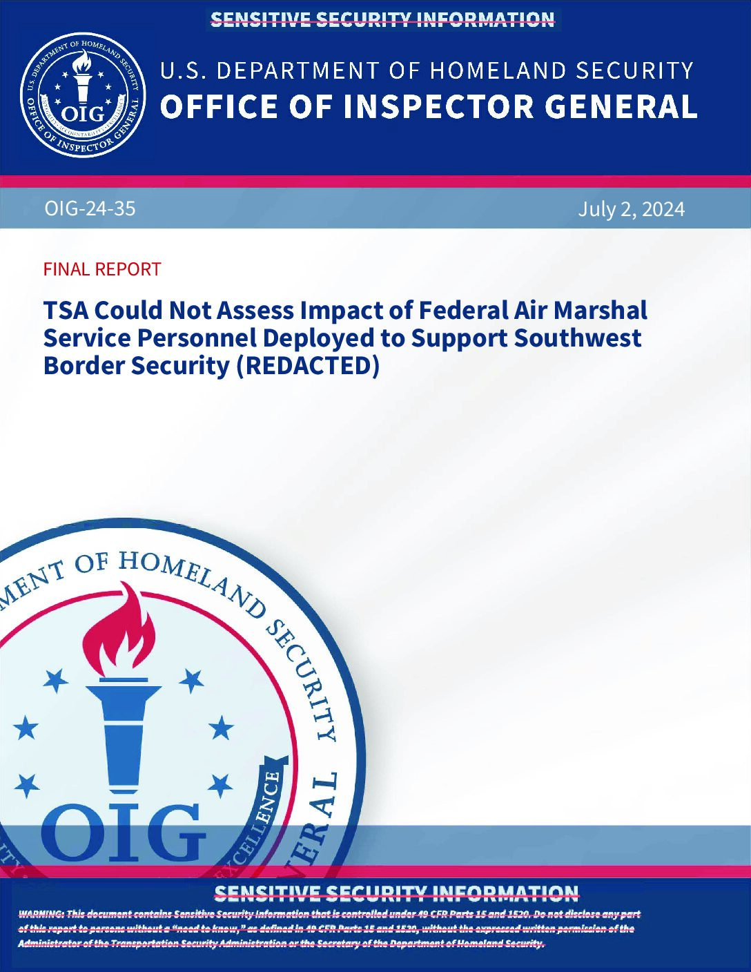 TSA Could Not Assess Impact of Federal Air Marshal Service Personnel ...