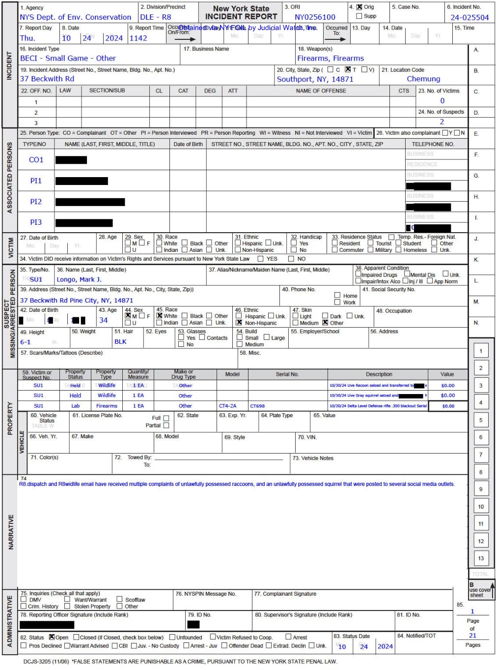 JW v. Mahar Peanut records 902596 pgs 1-21 | Judicial Watch